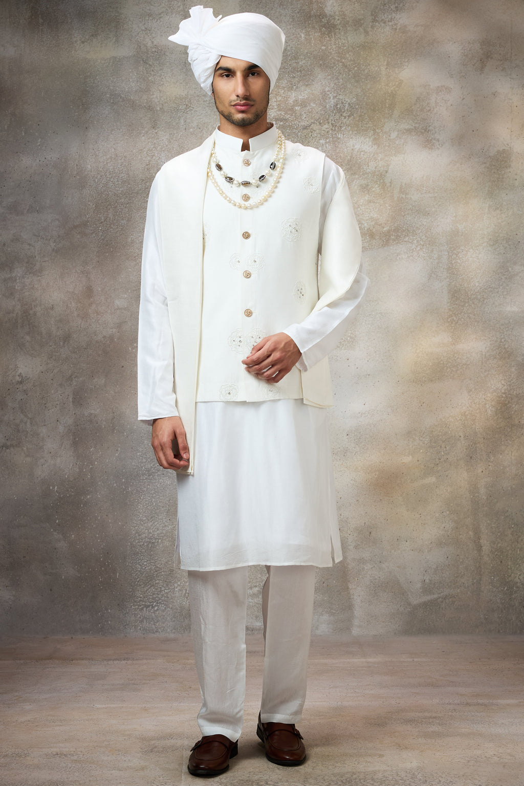 White embellished koti with kurta set - Rivaar by Rocky Star | Mrs. G