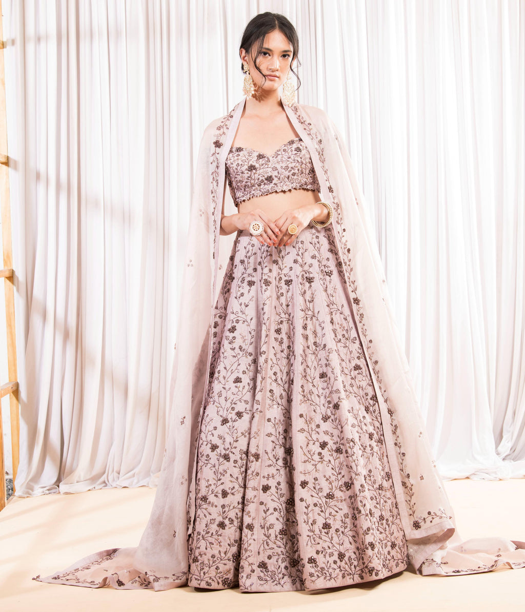 Purple floral design lehenga set - Pooja Peshoria | Mrs. G